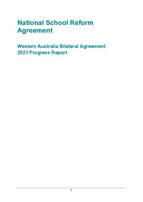 Western Australia Bilateral 2023 Progress Report - Department of Education, Australian Government